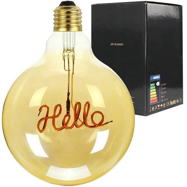 Лампа светодиодная филаментная HELLO, шар G125, Е27, 4 Вт, теплый свет 2700K для декора
