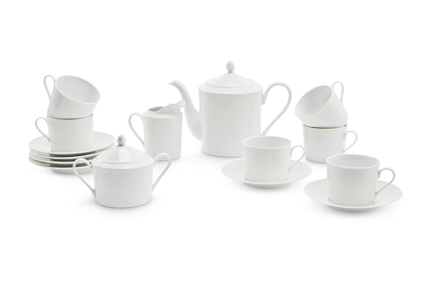 Чайный сервиз EVIO Roma, на 6 персон, 15 предметов, фарфор, цвет белый