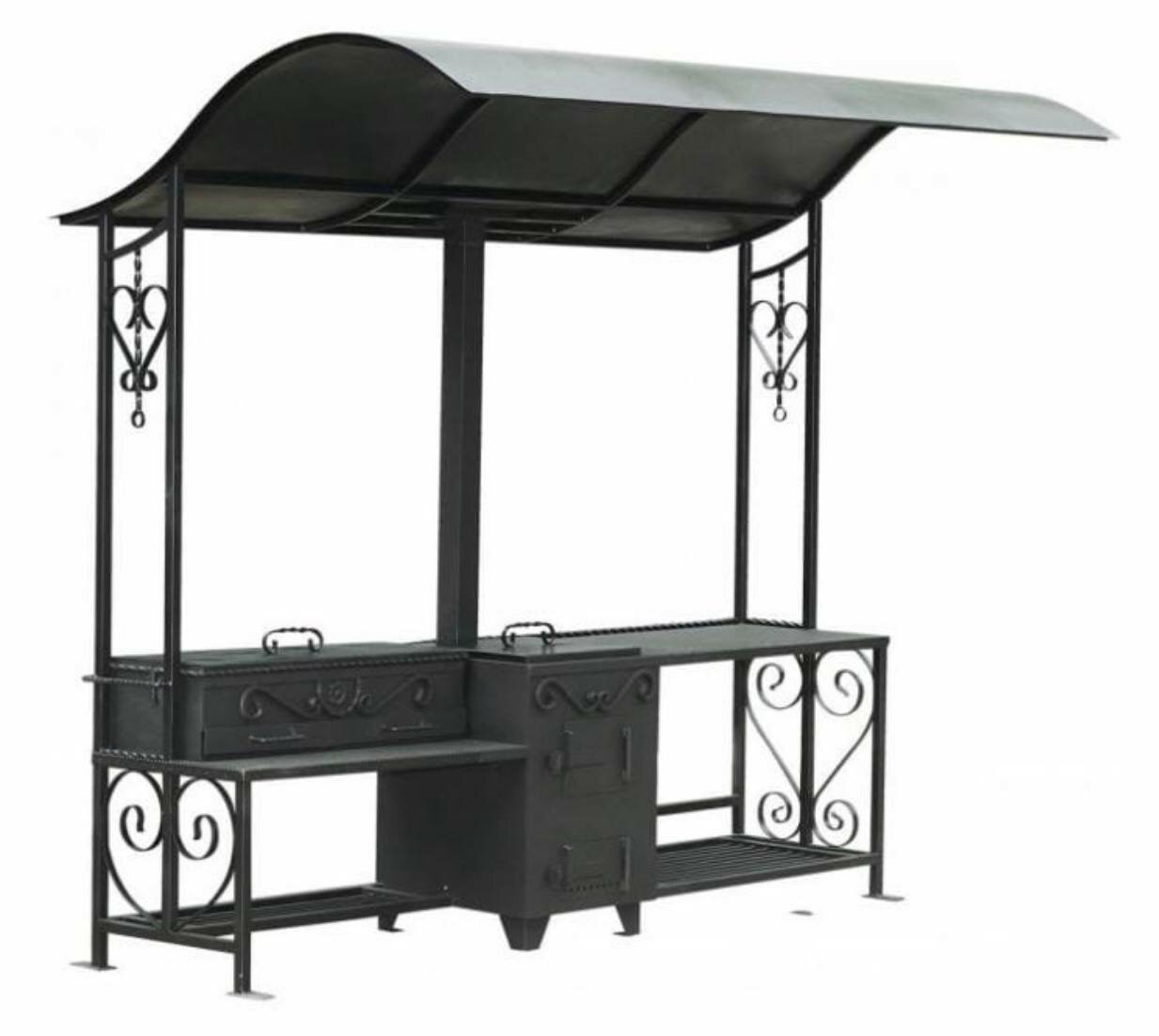 Мангал для дачи "Шефф-Повар" с крышей 225x250x150см