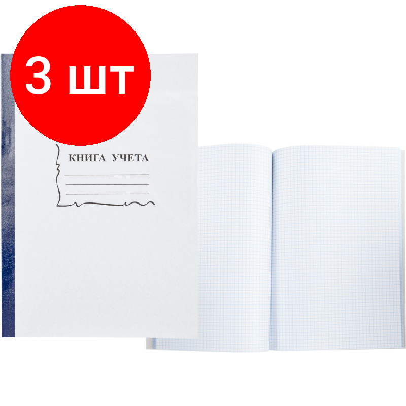 Комплект 3 штук, Книга учета 96л. в клетку обл. картон