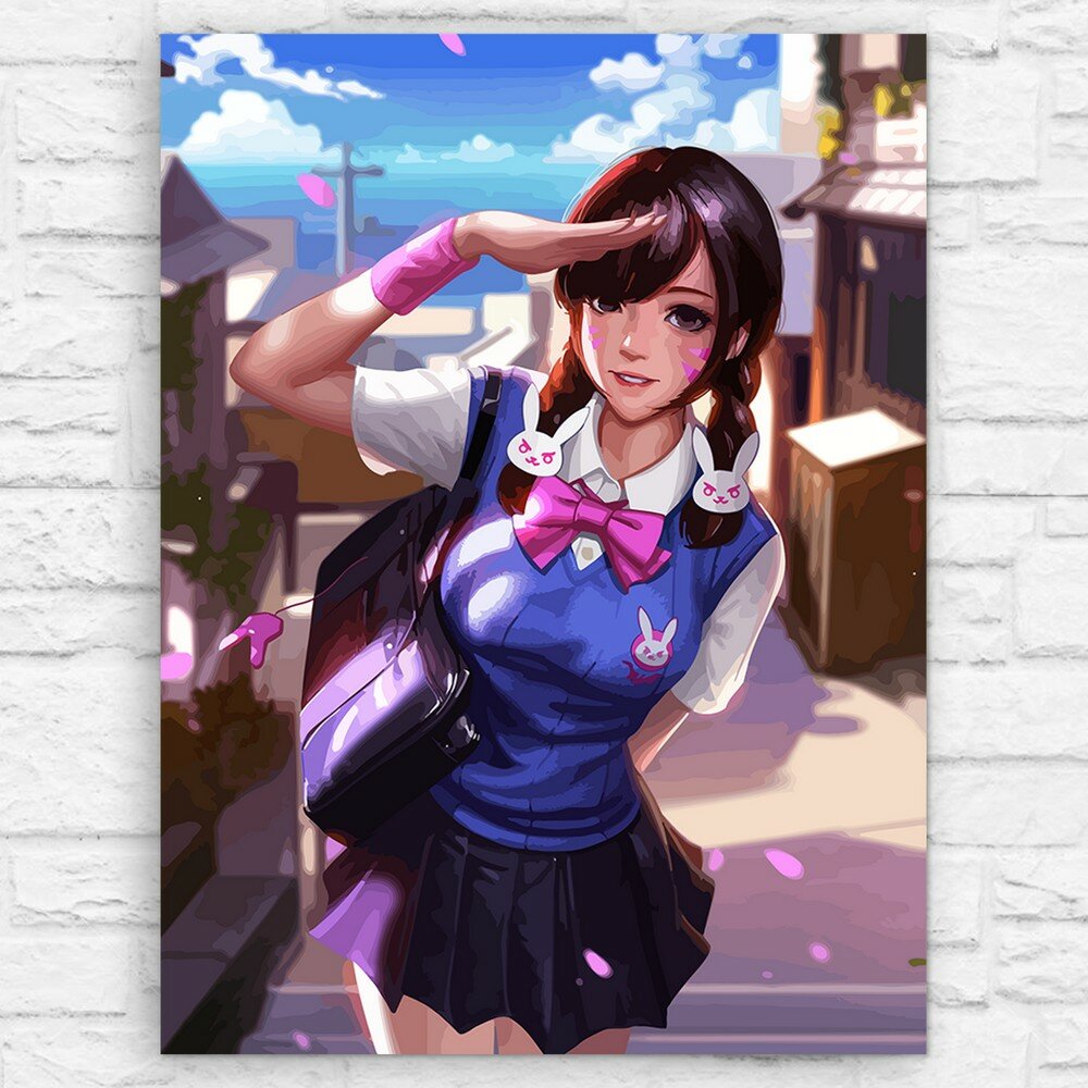 Картина по номерам на холсте игра овервотч Diva (D.Va, Дива, overwatch, ps, pc, xbox, switch) - 13597 В 30x40