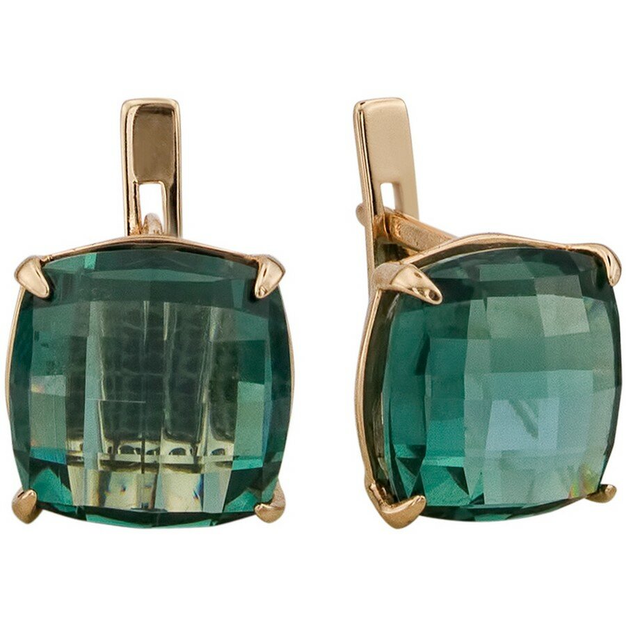 Серьги, красное золото, 585 проба, аквамарин