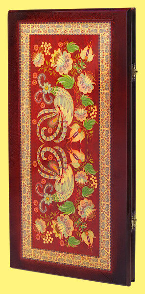 Нарды, шашки Русский стиль (тёмная рамка, прямые, большие)