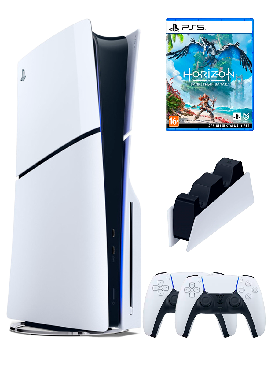 PS5 (ПС5) Игровая приставка Sony PlayStation 5 Slim disc + 2-й геймпад + зарядное + игра Horizon