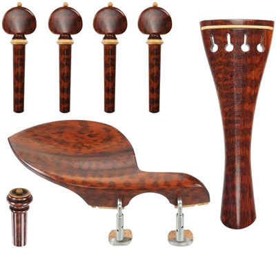Viola accessory set Acura Meister Ultimo AS-ASGRL122 - Ultimo grade viola accessory set of snakewood with boxwood trim. Hill pegs, tailpiece of round design, Guarneri chin rest with English mount and inSight end pin.