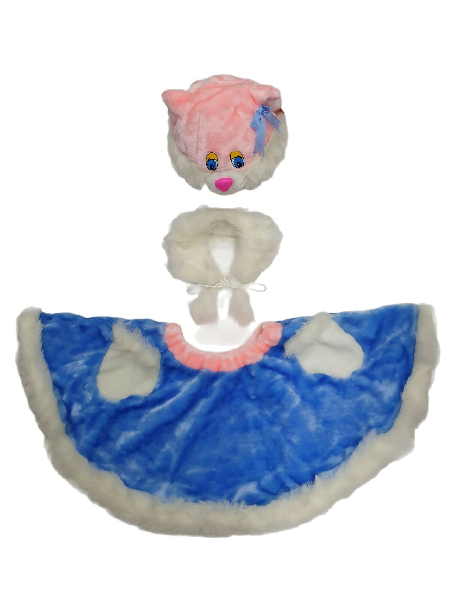 Карнавальный костюм для девочки "Кошечка" размер 110-116 см , цвет розовый/голубой