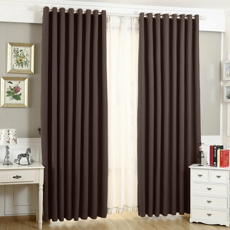 Шторы блэкаут на люверсах - 2шт. (шир. 150 см * выс. 230 коричневые Цена за 2 шторы БК-Л-1