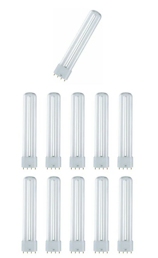 10шт/уп. Лампа Люминесцентная Dulux 24Вт 220V 2G11 CFL L 1620Лм 3000К D-18mm L-317mm Диммируемая Энергосберегающая Свет Теплый белый OSRAM, уп. 10шт