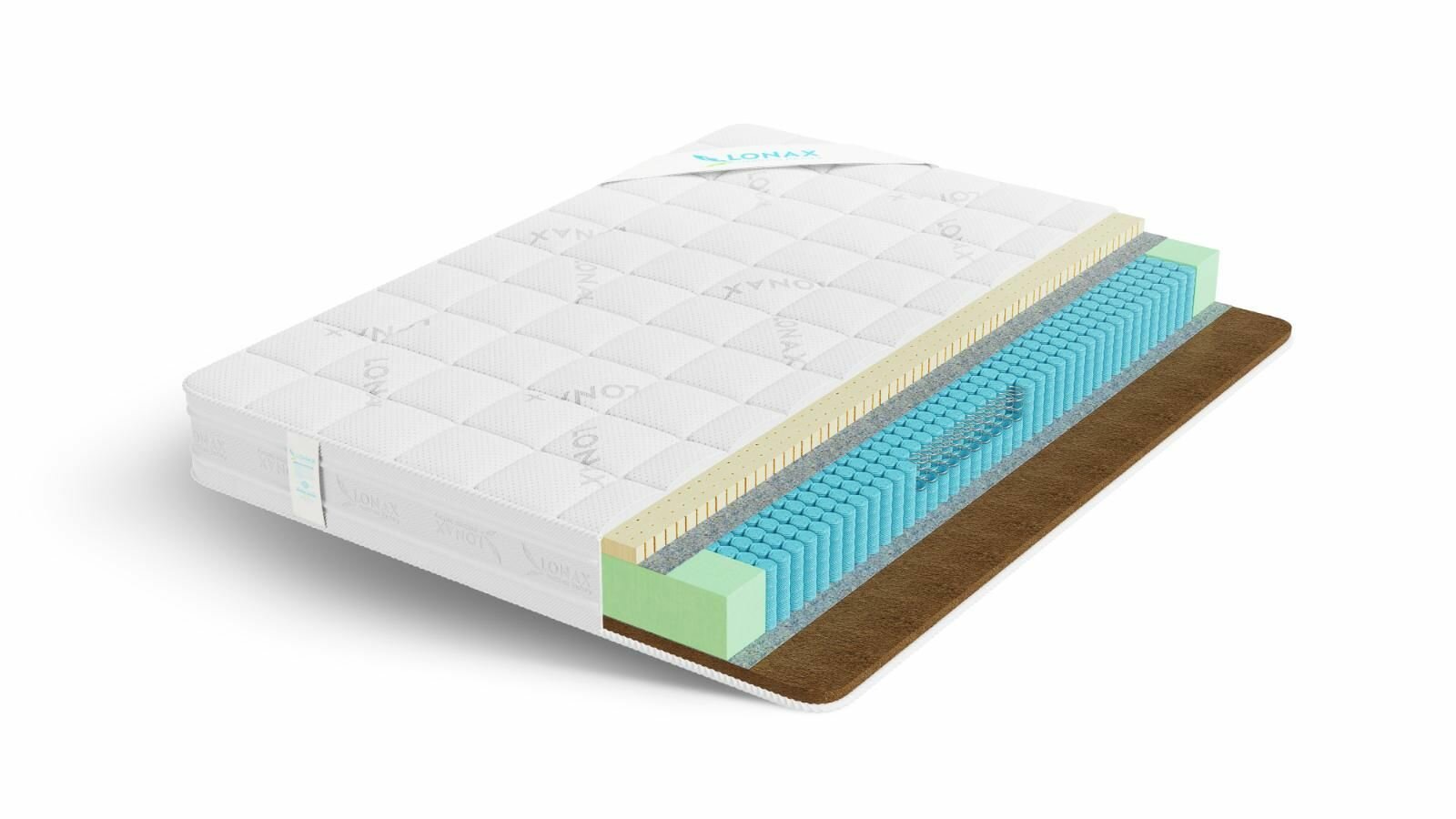 Матрас LONAX LATEX COCOS S1000 (512 П/М2) 140 см 140/200 см Размеры: Высота 220мм Глубина 2000мм Ширина 1400мм