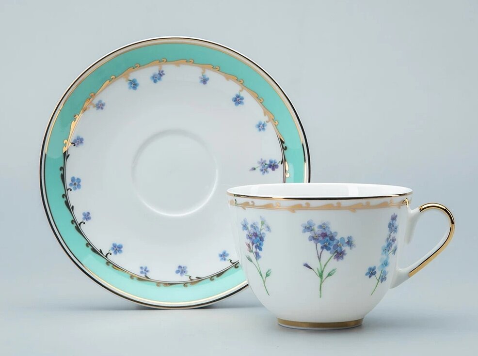 Чашка с блюдцем чайная ИФЗ Улыбка флоры-1 (Весенняя 2) 250 мл, Императорский фарфоровый завод 81.30899.00.1