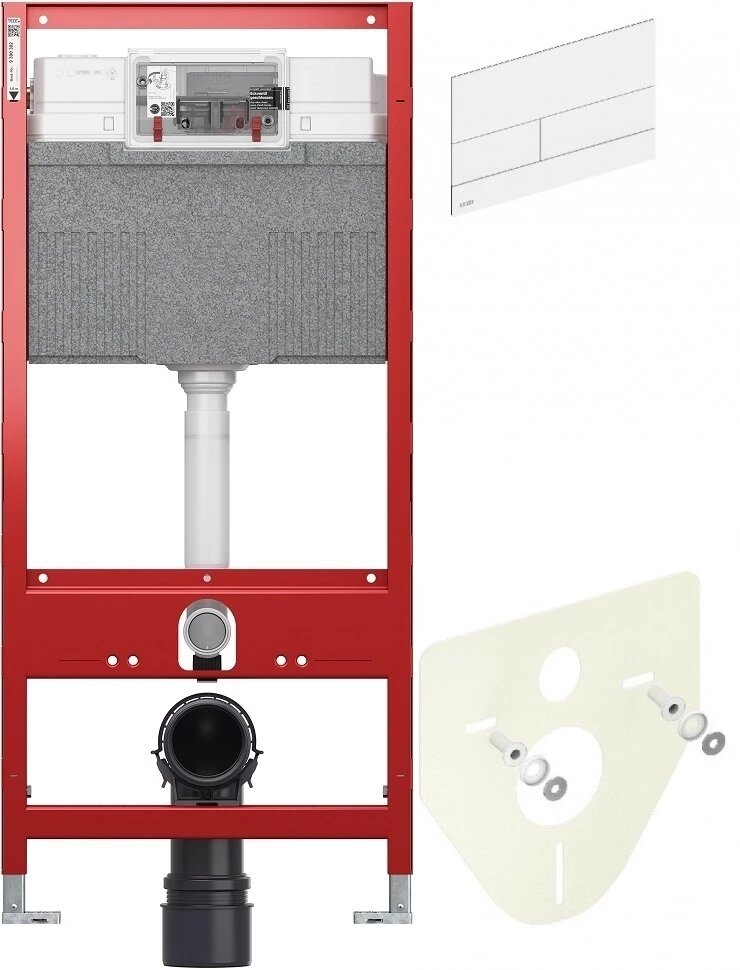 Инсталляция для унитаза Tece TECEsquare II 9300302 + 9200010 + 9380014 + 9240834 с кнопкой смыва, белый матовый