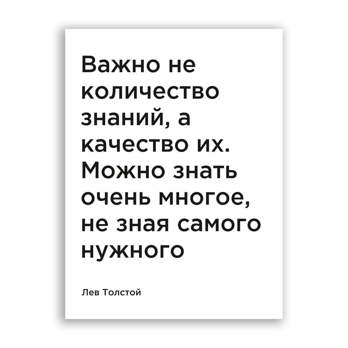Постер, плакат на бумаге / Лев Толстой: Важно не количество знаний, а / Размер 30 x 40 см
