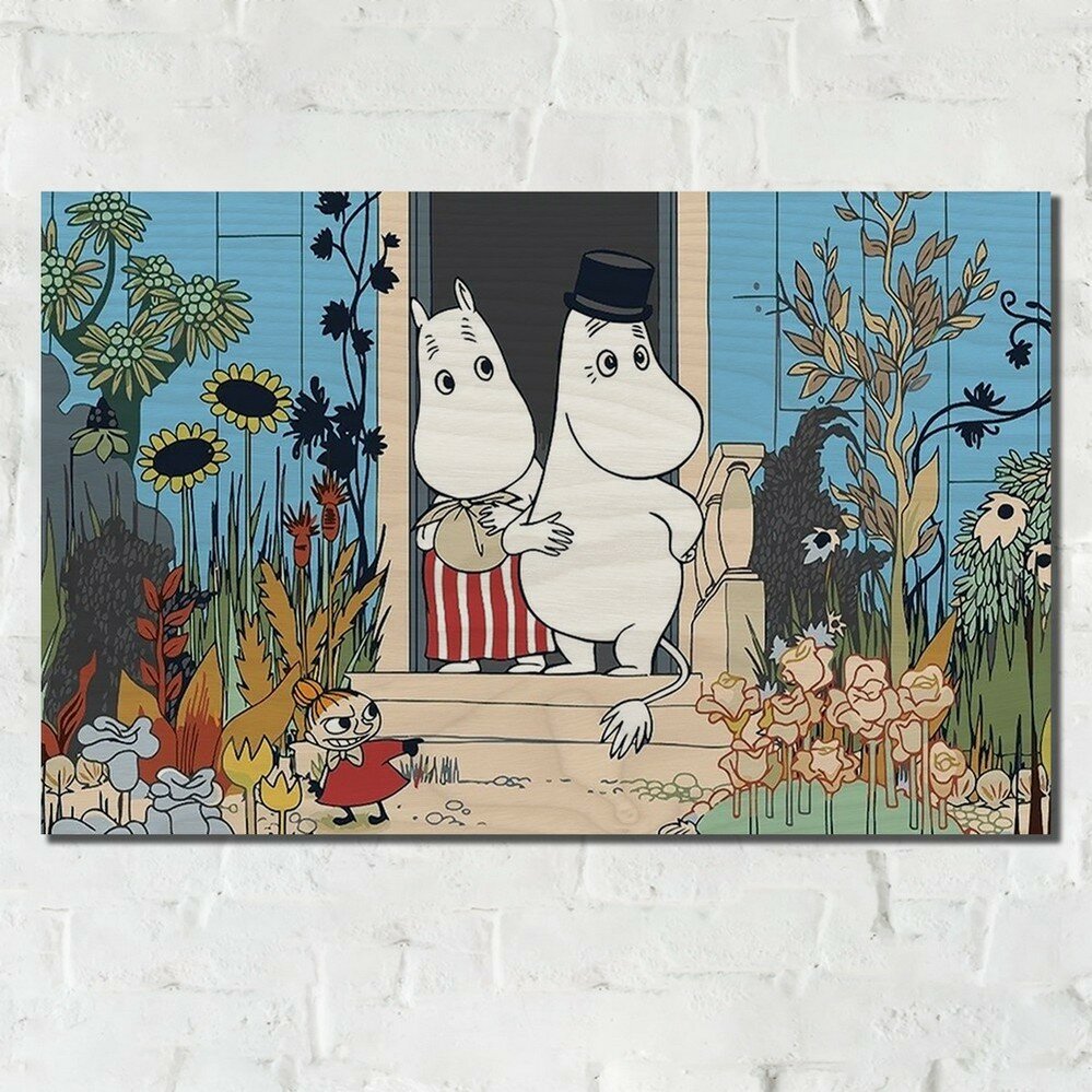 Картина интерьерная на дереве муми троль (moomin, туве янссон, уют, снуснумрик) - 13749 Г