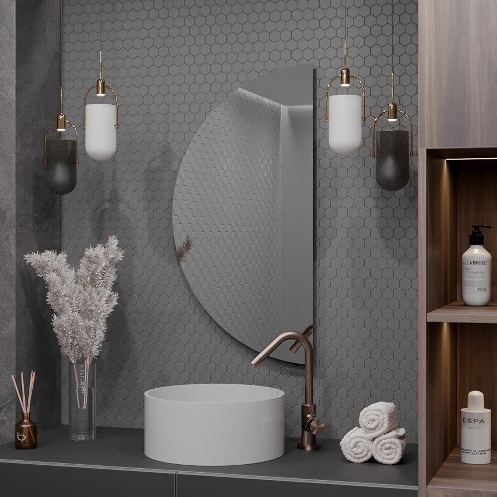 Зеркало для ванной круглое Alias Муза 100*50 1/2 половина обрез справа