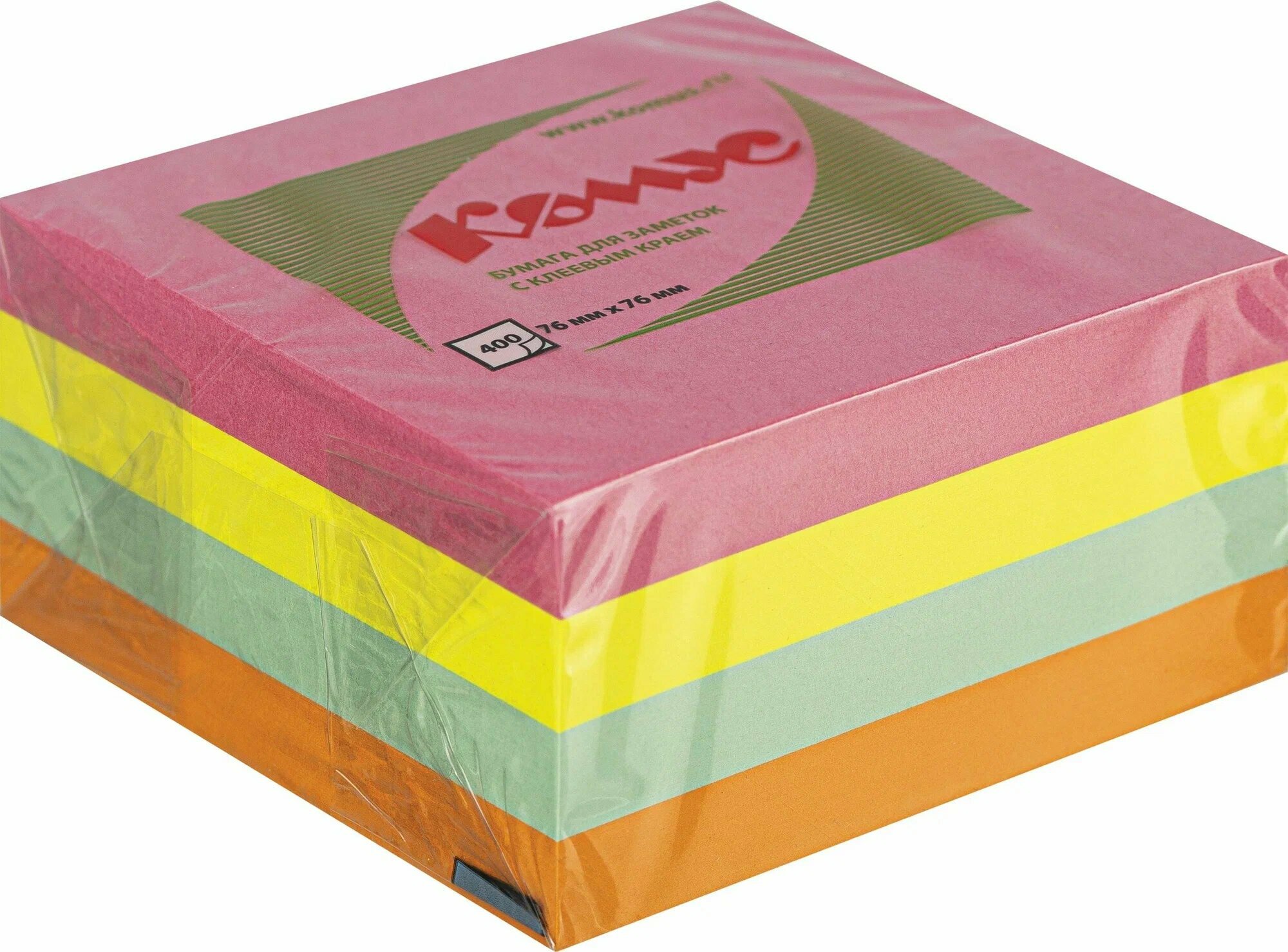 Стикеры комус с клеев. краем Куб 76х76 неон. цвета 400л