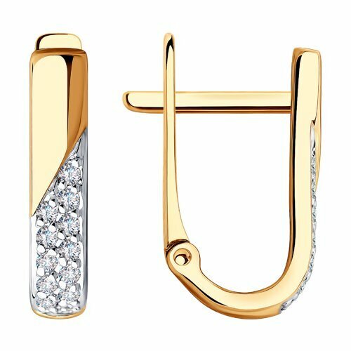 Серьги, красное золото, 375 проба, фианит