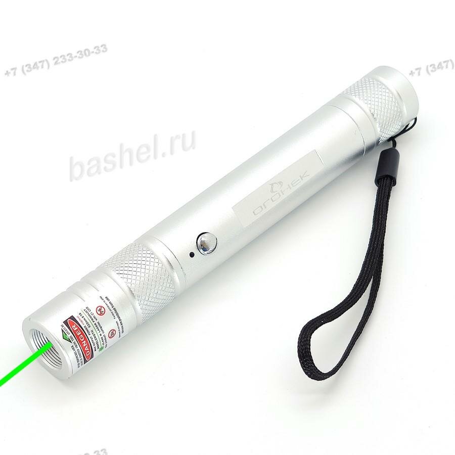 Указка лазерная Огонек OG-LDS24 зелёная 200mW, 532nm (встр. аккум, ЗУ USB) цвет: серебро