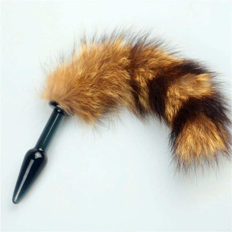 Стеклянная анальная пробка с хвостиком Brunardi D67E черная 141597