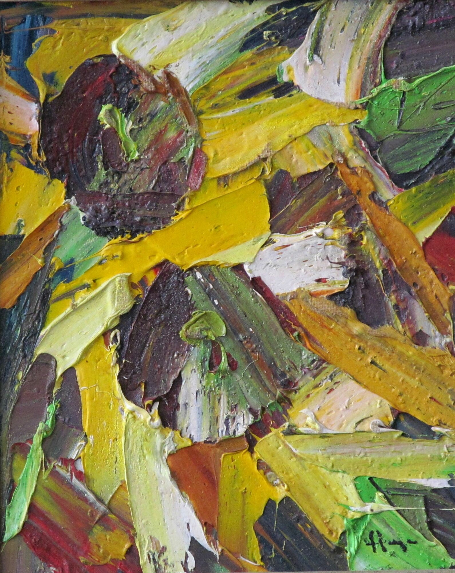 Картина "Подсолнухи", 30х25 см, оргалит; масло, авторская работа;