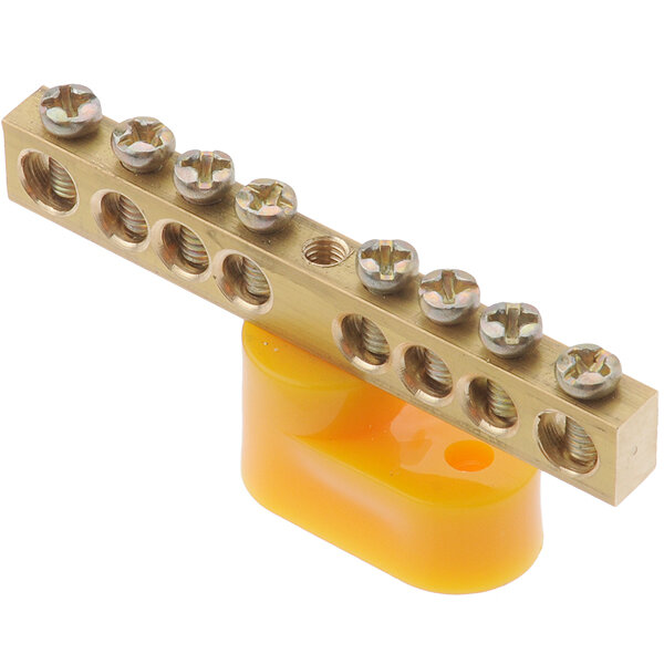 Шина N8 ноль 1 желтый изолятор на 8 присоединений латунь 100А (4 шт. в комплекте)