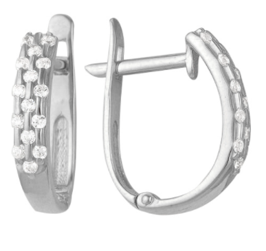 Серьги серебро, 925 проба, фианит