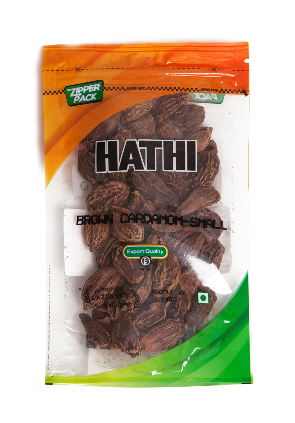 Black Cardamom (SMALL) / Кардамон черный целый / 50 г / пакет / HATHI MASALA