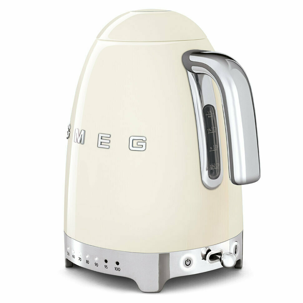Smeg Электрический чайник KLF04, кремовый, с 7 температурными режимами, светодиодным дисплеем, вращающимся основанием и функцией изоляции из нержавеющей стали