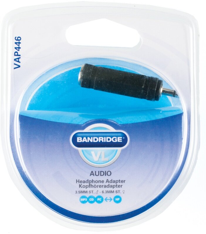 Переходник для наушников Bandridge Jack 3.5 (m) - Jack 6.3 (f)