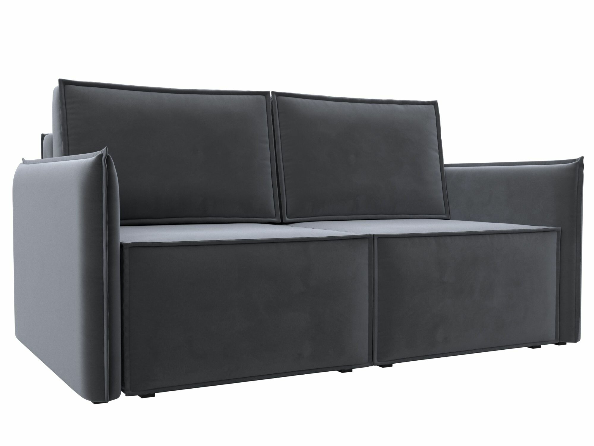 Диван прямой Либерти мини, велюр, механизм раскладушка, серый, 159x108x94см. Хит Диванов