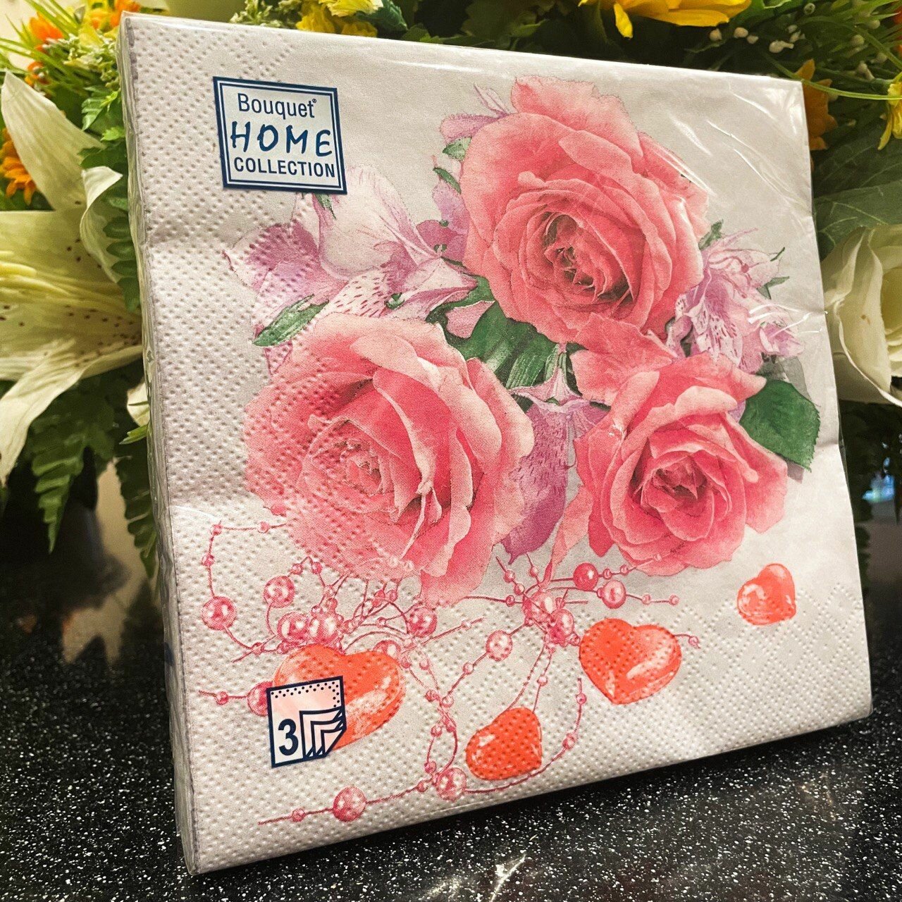 Салфетки Desna "Романтический подарок", бумажные, для сервировки, с рисунком, 33х33 см