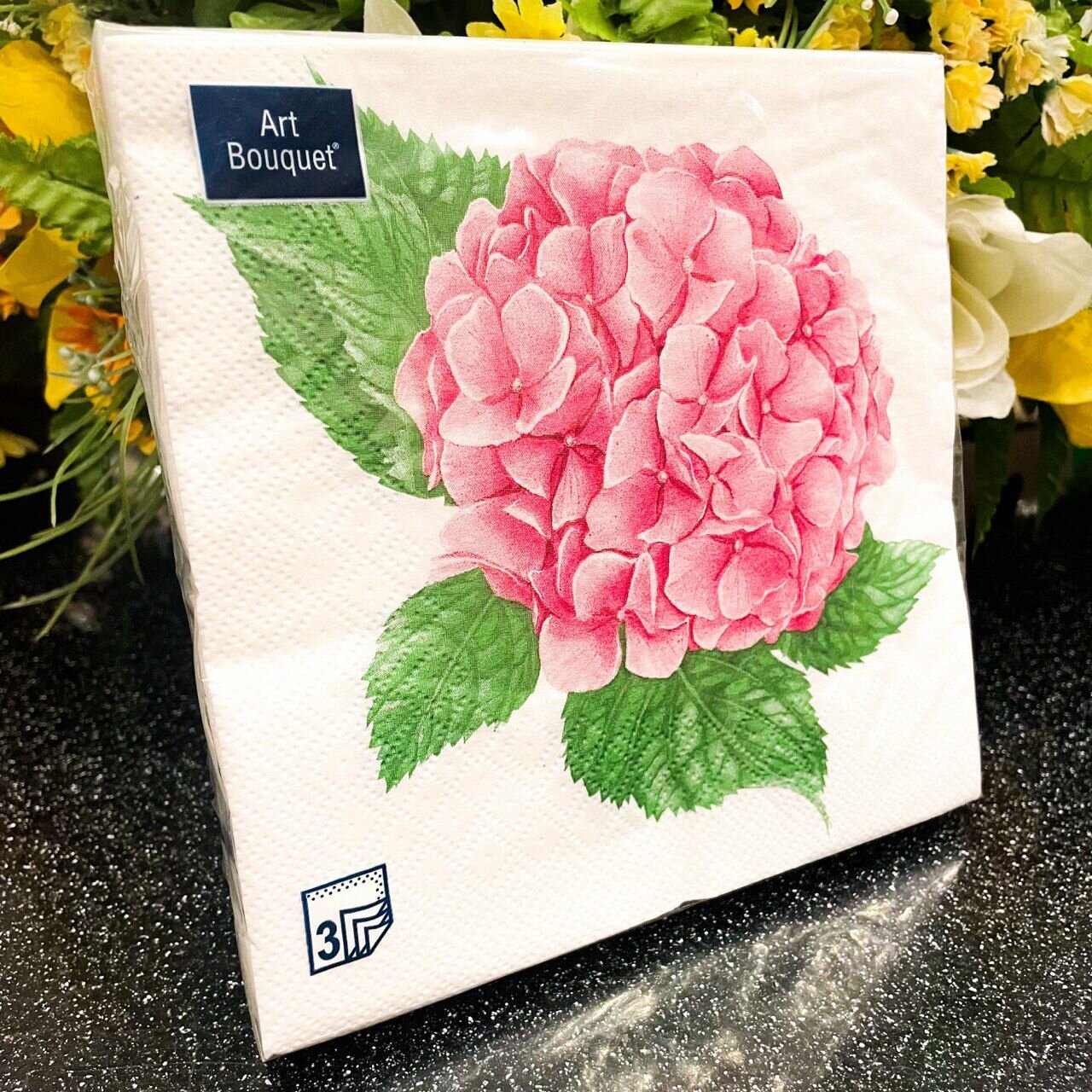 Салфетки Desna "Розовая Гортензия", 33х33 см, новогодние, с принтом