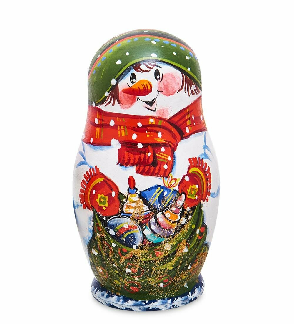Матрешка 5м "Снеговик" A2177620 Народные промыслы, Дерево липа, краски, лак