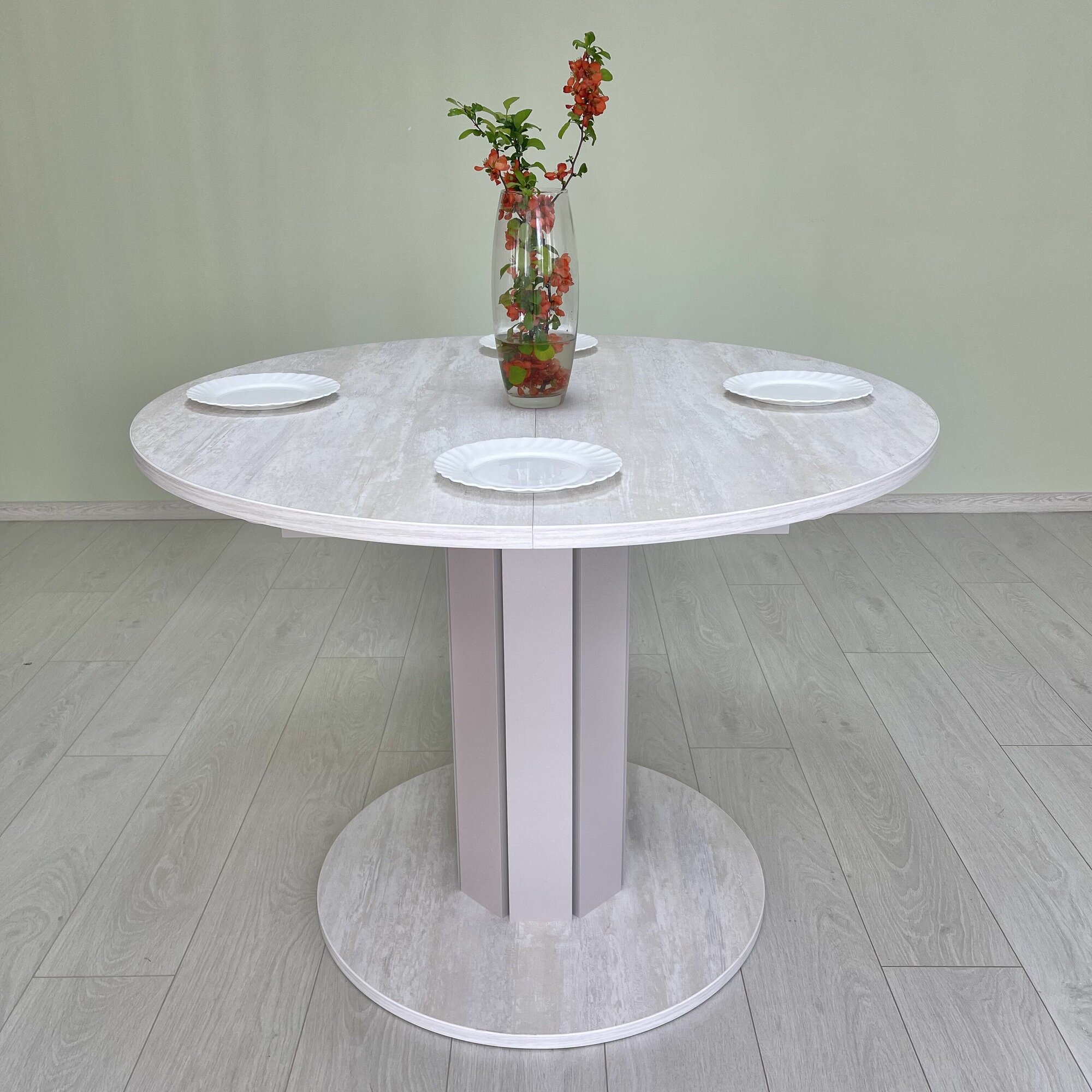 Стол обеденный "ONTARIO" раздвижной 1000-1300x1000x760 (ледяное дерево / персидский жемчуг)