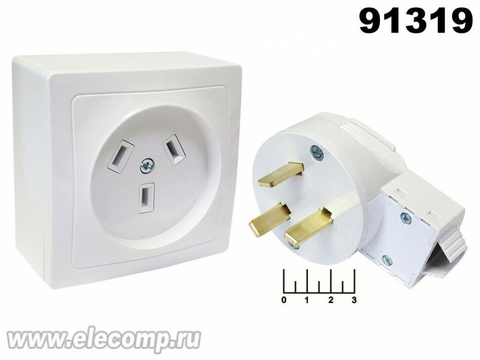 Вилка+розетка для электроплит 3pin 32A белая Blanca (BLNSK003231)