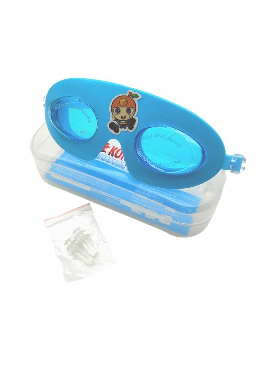 Очки в чехле WaterNewKids с берушами для плавания синий