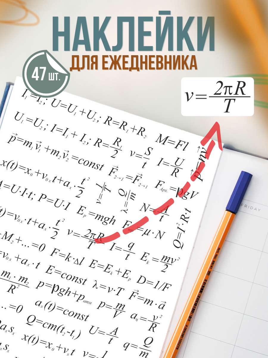 Наклейки для скрапбукинга Формулы по алгебре и геометрии ОГЭ