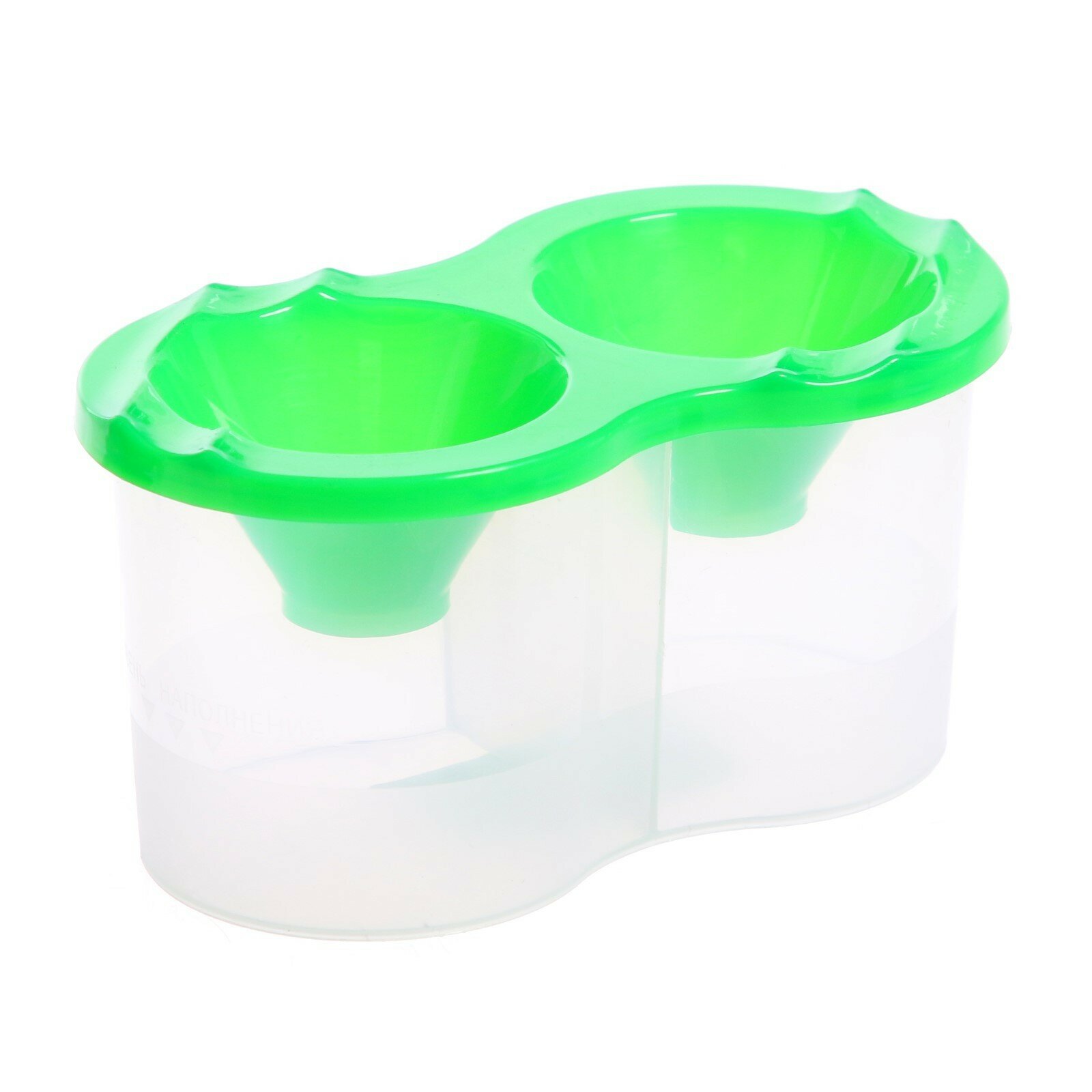 Стакан - непроливайка для рисования двойной Calligrata, 150 мл ×2, с держателем для кистей, зелёный