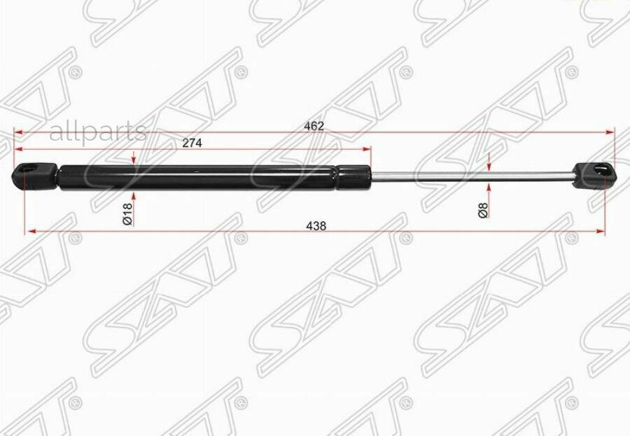 SAT ST-90379054 Амортизатор крышки багажника Opel Omega 94-03 (Справа=Слева)