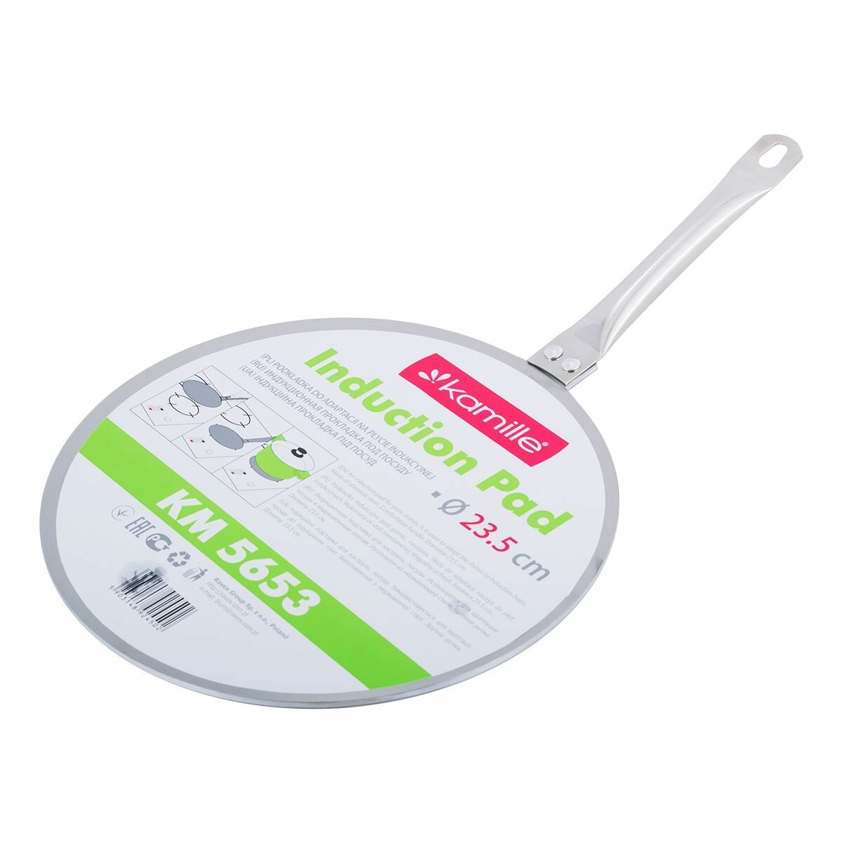 Адаптер для индукционной панели, плиты Kamille, из нержавеющей стали, 23,5 см