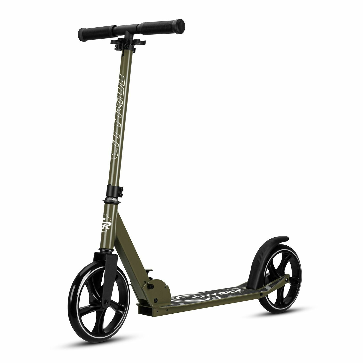 Самокат двухколесный, City-Ride, 200 мм, складной, тормоз-крыло, алюминий, хаки
