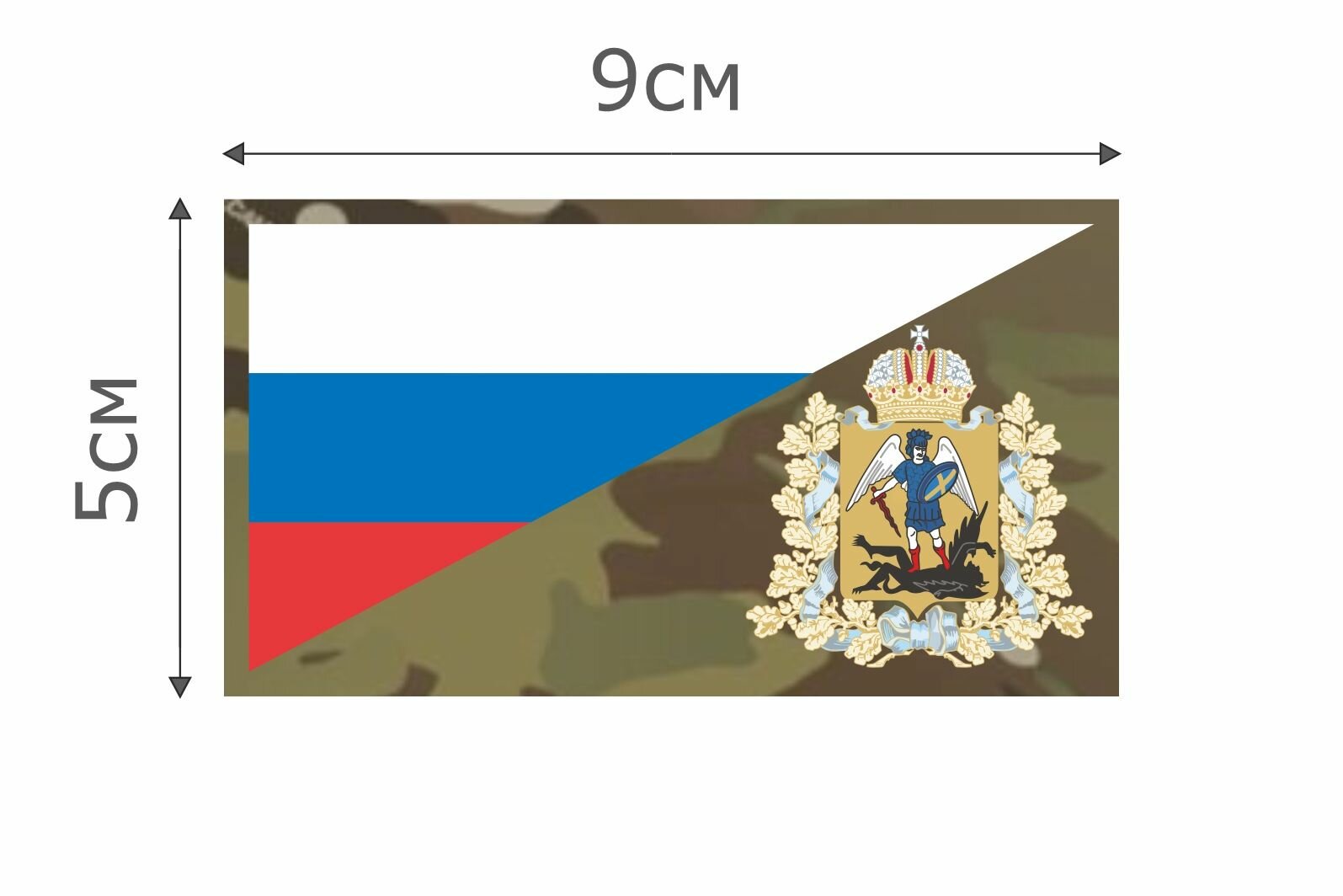 Ф029MC Нашивка , патч (шеврон) MC Флаг РФ Архангельская область 5*9 см