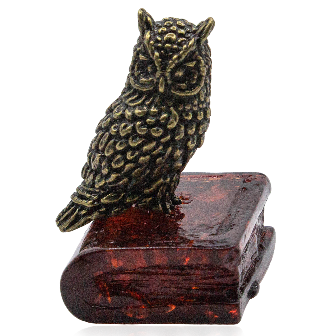 Фигурка сувенир с янтарем филин на книге