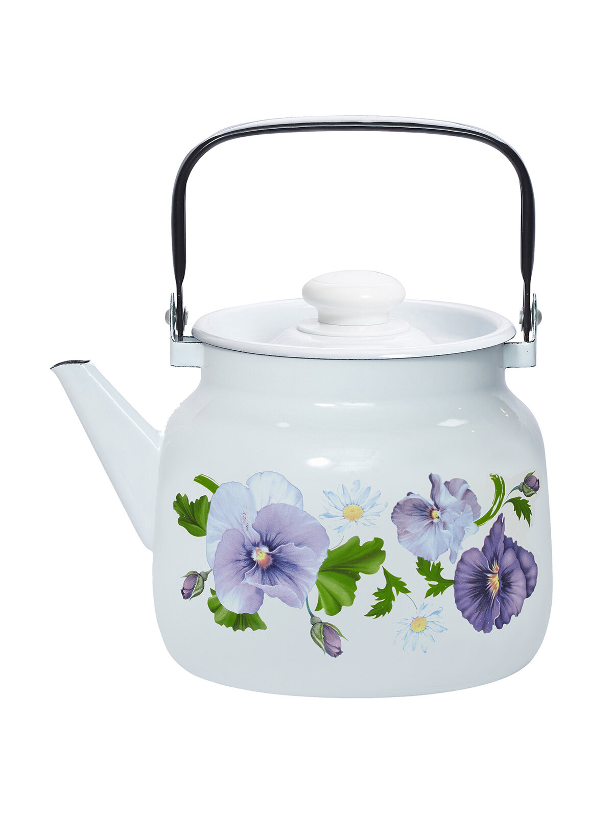 Чайник для плиты Лысьвенские эмали Анютины глазки эмалированный, 3,5 л