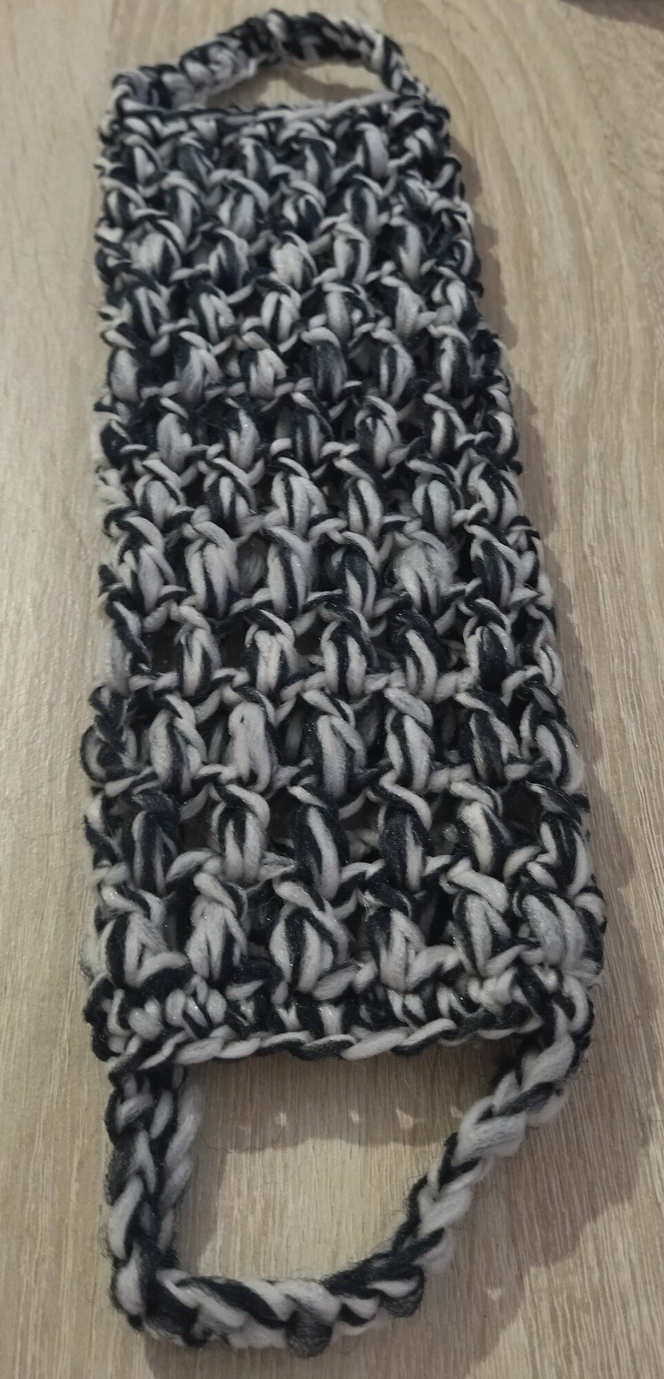 Мочалка вязанная, средней жесткости, для тела, ванны и душа, для скрабирования и антицеллюлитного массажа, ручная работа - 26 см