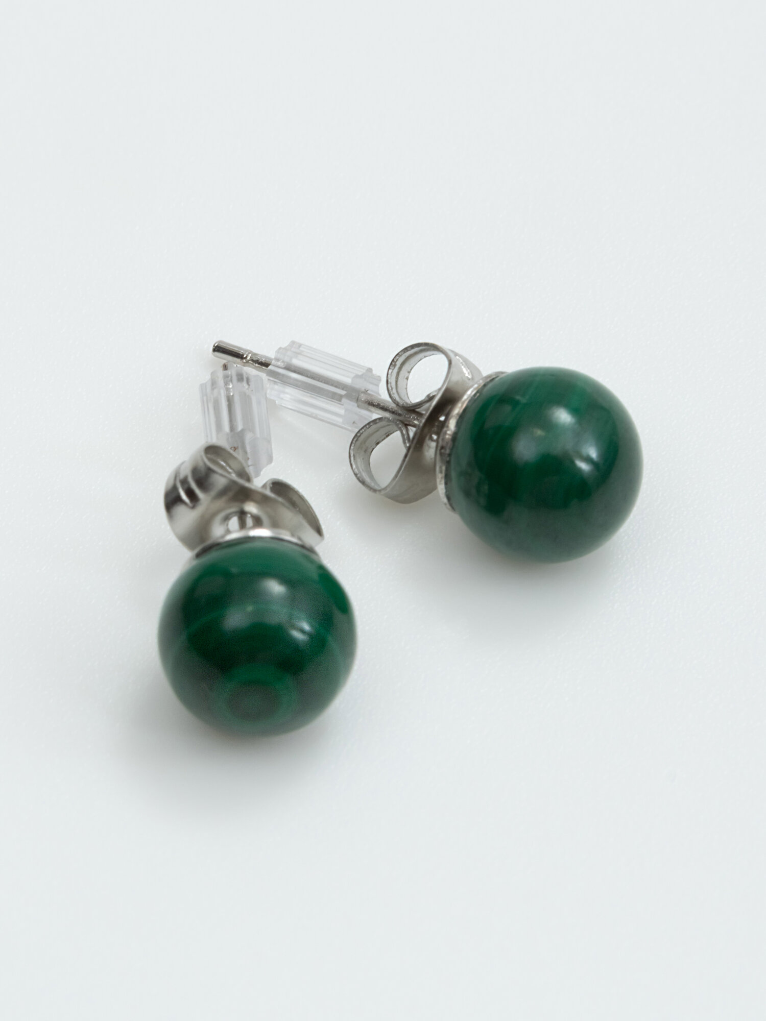 Серьги пусеты, малахит