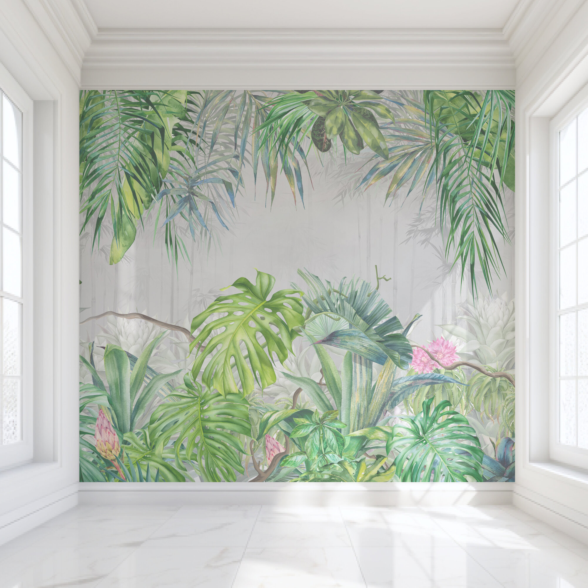 Фотообои Fotooboikin "Тропические листья", 300x280 см, флизелиновые на стену