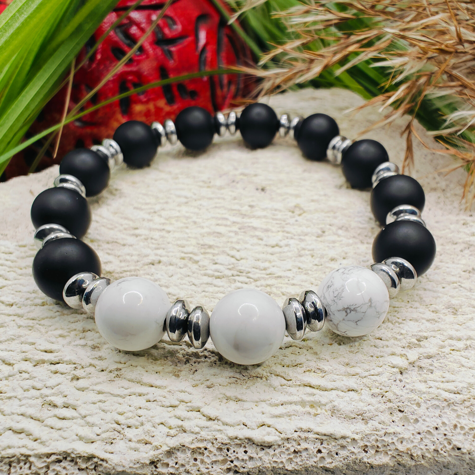 Браслет, гематит, кахолонг, шунгит