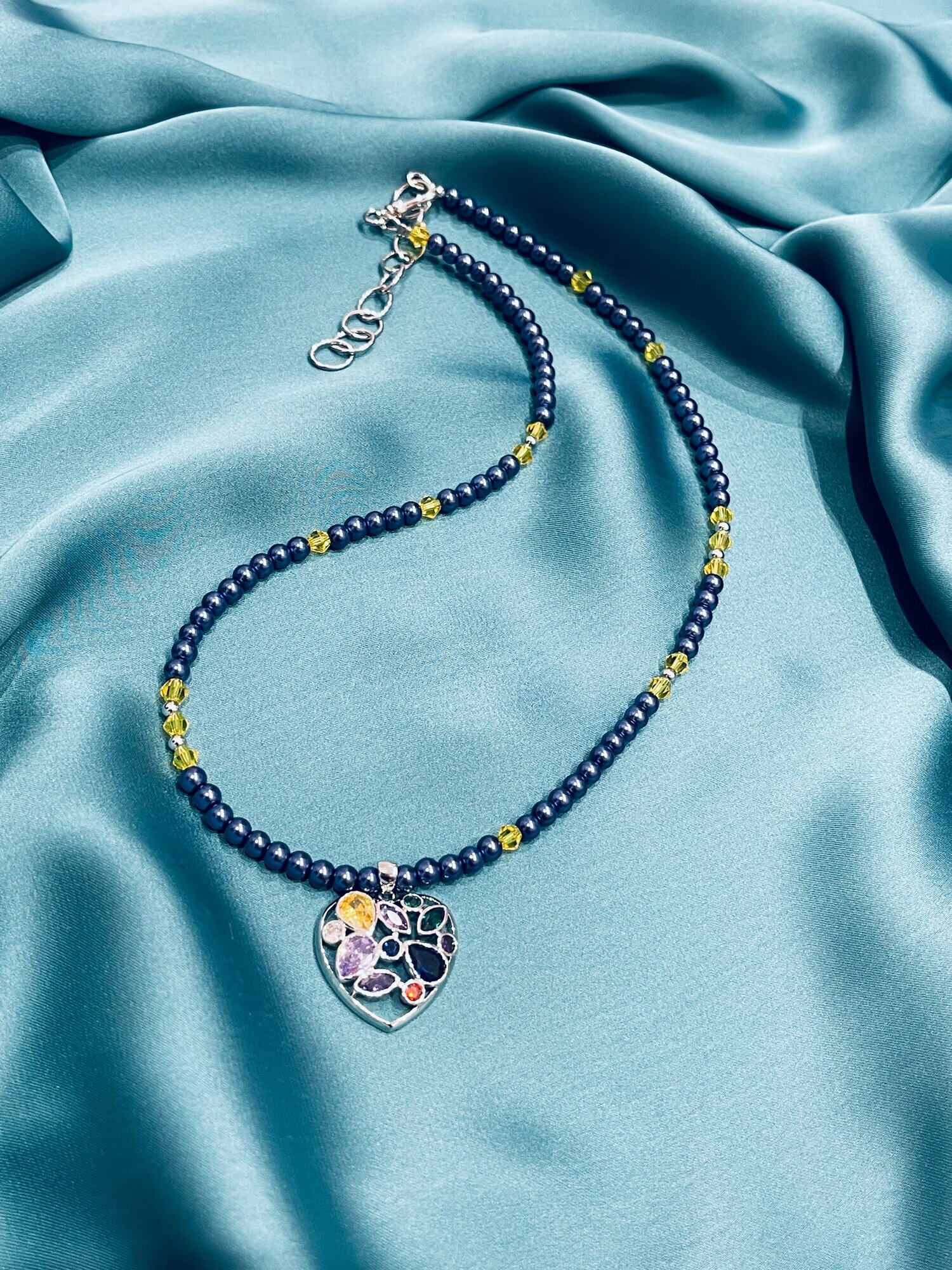 Колье Jewellery by Marina Orlova, жемчуг имитация, длина 45 см, фиолетовый — фото 1