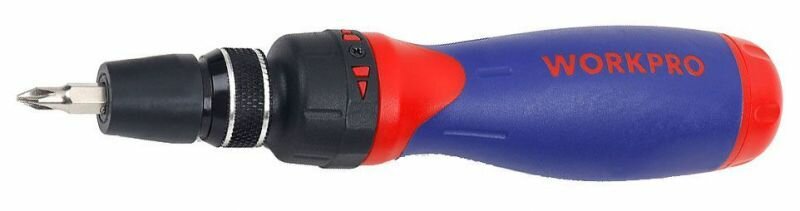 Отвертка с набором бит 10 в 1 (храповый механизм, быстрая загрузка) WORKPRO WP221059
