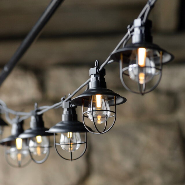 Гирлянда из лампочек Filidella, 10 ламп, теплые белые LED, 4.5 м, черный ПВХ, соединяемая, IP44, Kaemingk, 490092